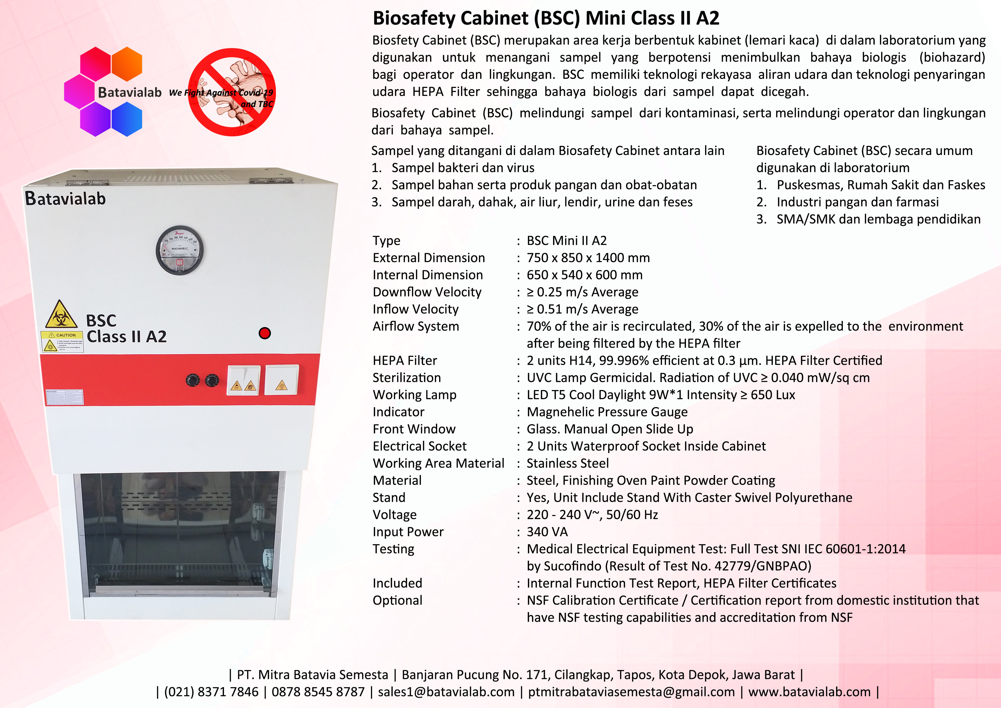 Biosafety Cabinet BSC Mini II A2 Batavialab