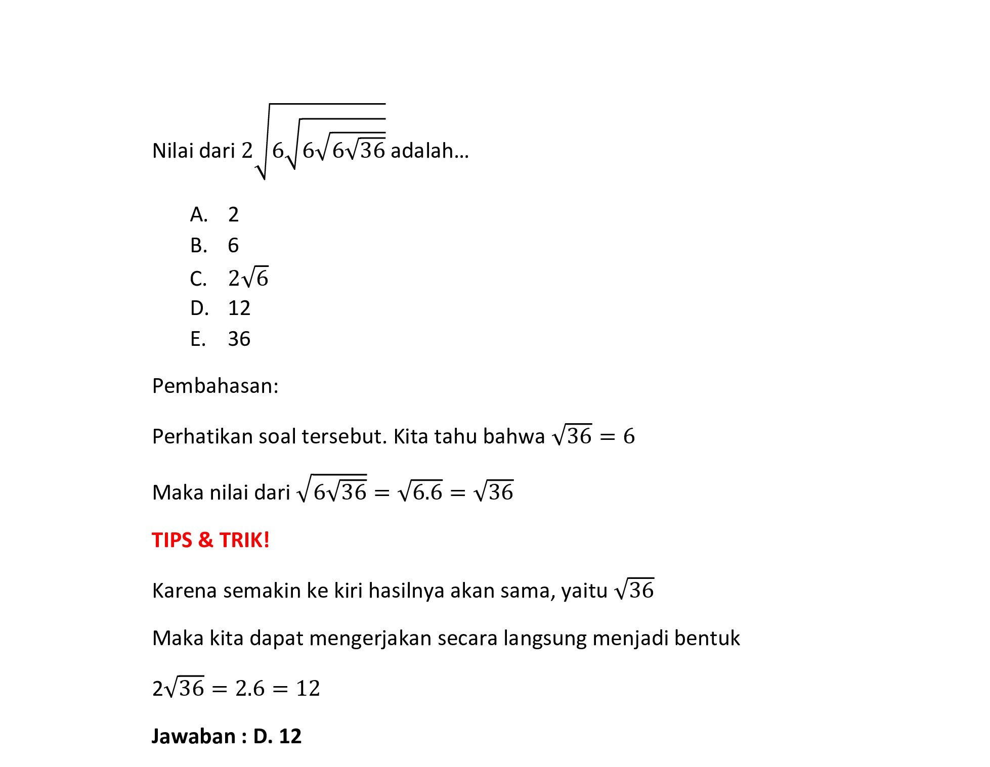 TIPS & TRIK! Menyelesaikan Soal Bentuk Akar dalam Akar