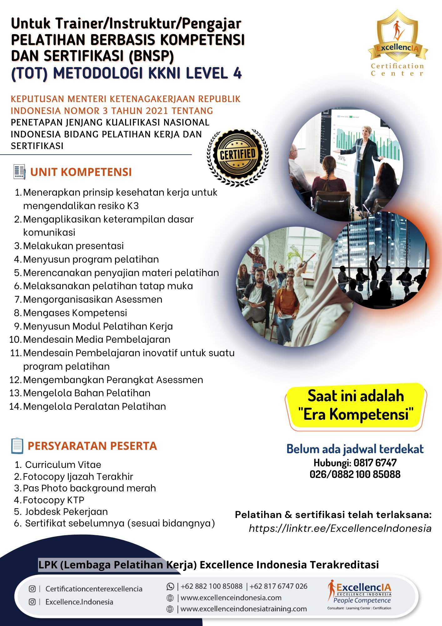 Sertifikasi (BNSP) Metodologi Instruktur KKNI Jenjang 4